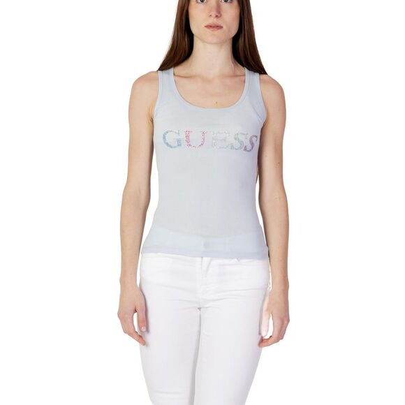 Guess | Tops | Guess Ribbed Tank Top Crystal Logo | Poshmark